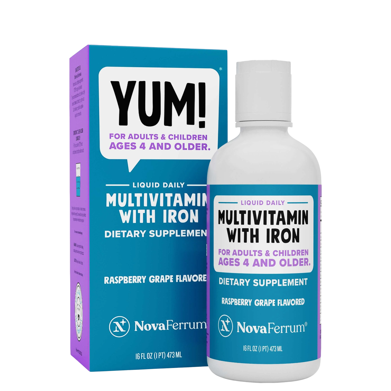 NovaFerrum Yum 16 Fl Oz - Multivitamin with Iron for Adults