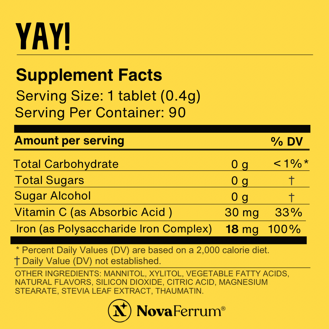 NovaFerrum Yay – 18mg Chewable Iron Supplement for Kids