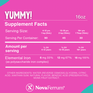 NovaFerrum Yummy 16 fl oz – Liquid Iron Supplement for Kids