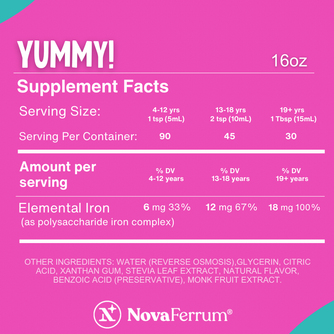 NovaFerrum Yummy 16 fl oz – Liquid Iron Supplement for Kids